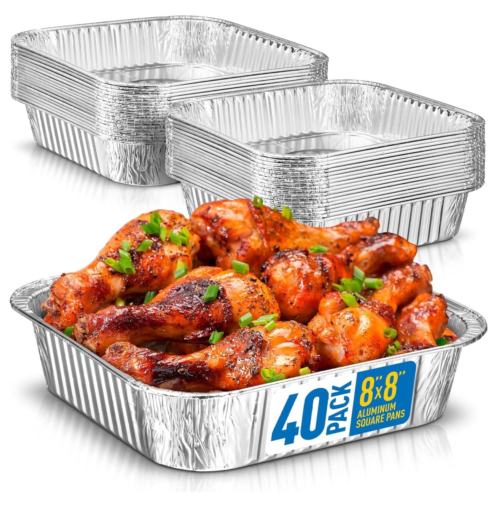 8x8 Disposable Aluminum Pans - 40 Pack Pans For Cooking, Baking Cakes ...
