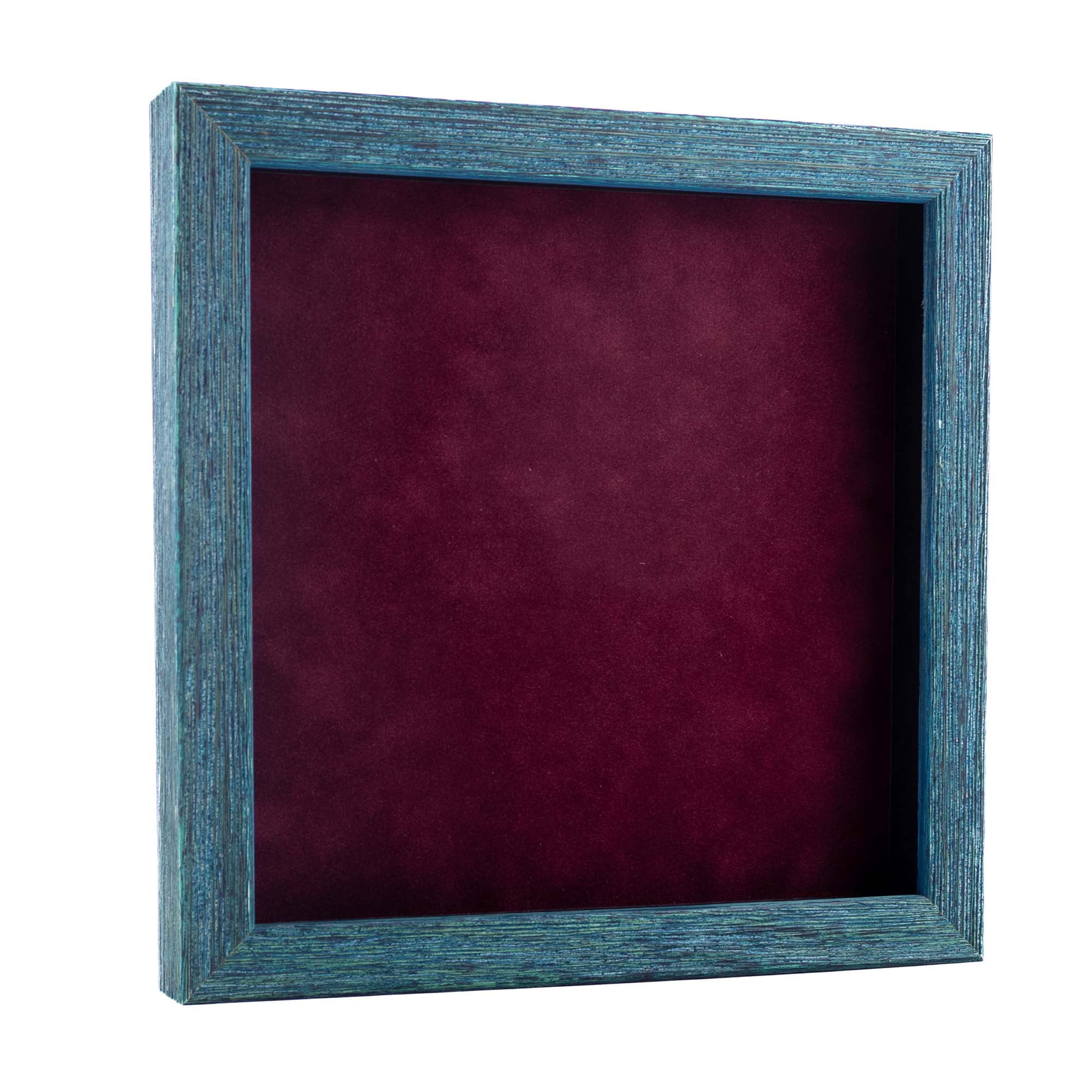 8x8 Distressed Blue Shadowbox Frame - Interior Size 8x8 with 1" Usable ...