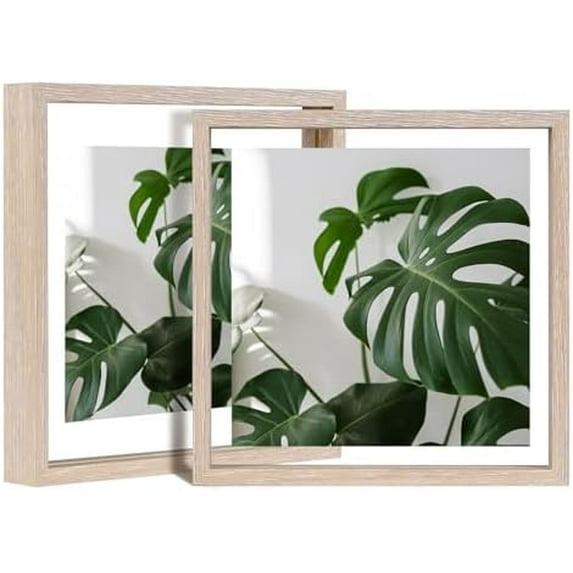 8x8 Floating Frames Set of 2, Double Plexiglass Picture Frame, Made of Solid Wood Display Any ...