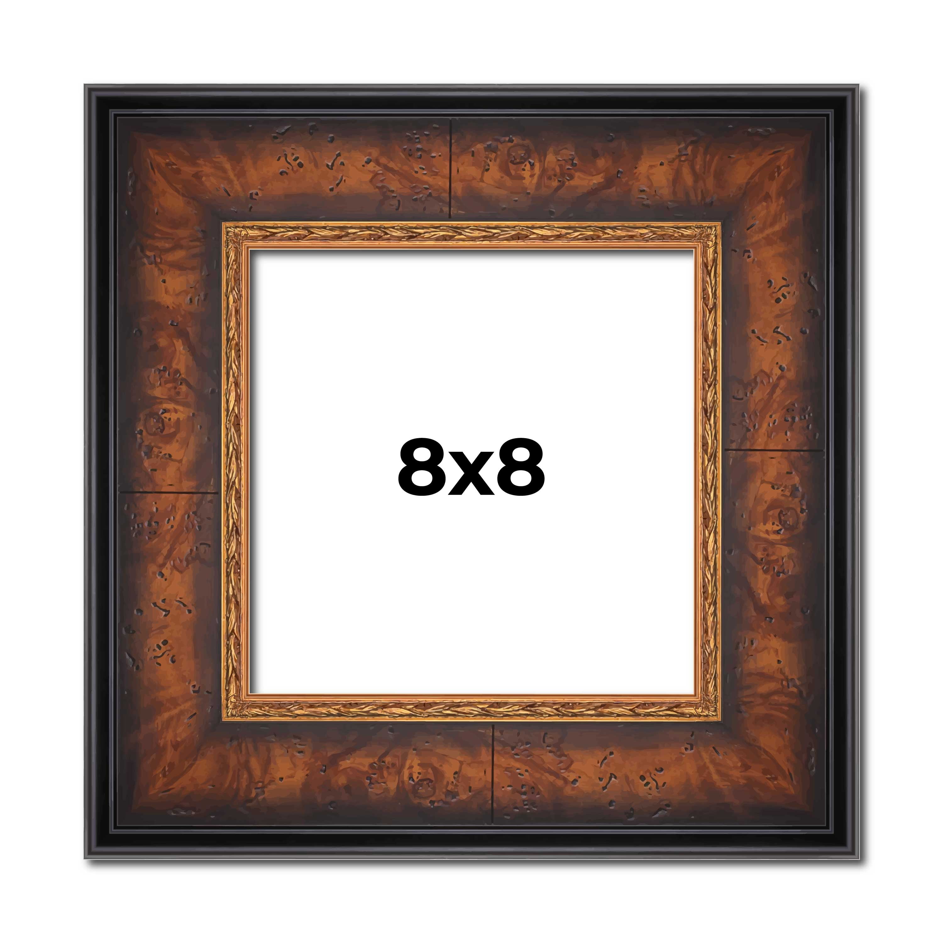 8x8 Frame Brown Walnut Gold Ornate Trim Solid Wood Plein Air Picture ...
