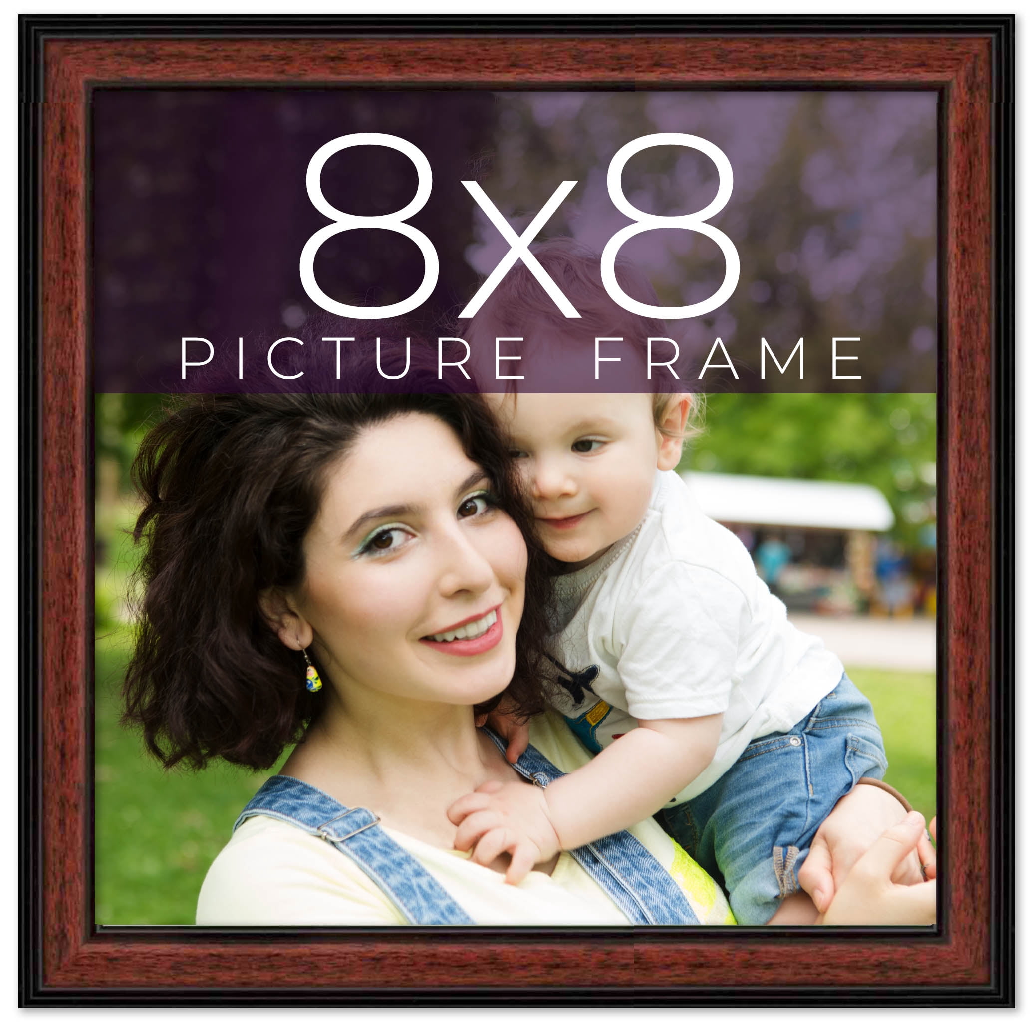 8x8 Frame Executive Brown Round Mahogany Finish Solid Wood Picture ...