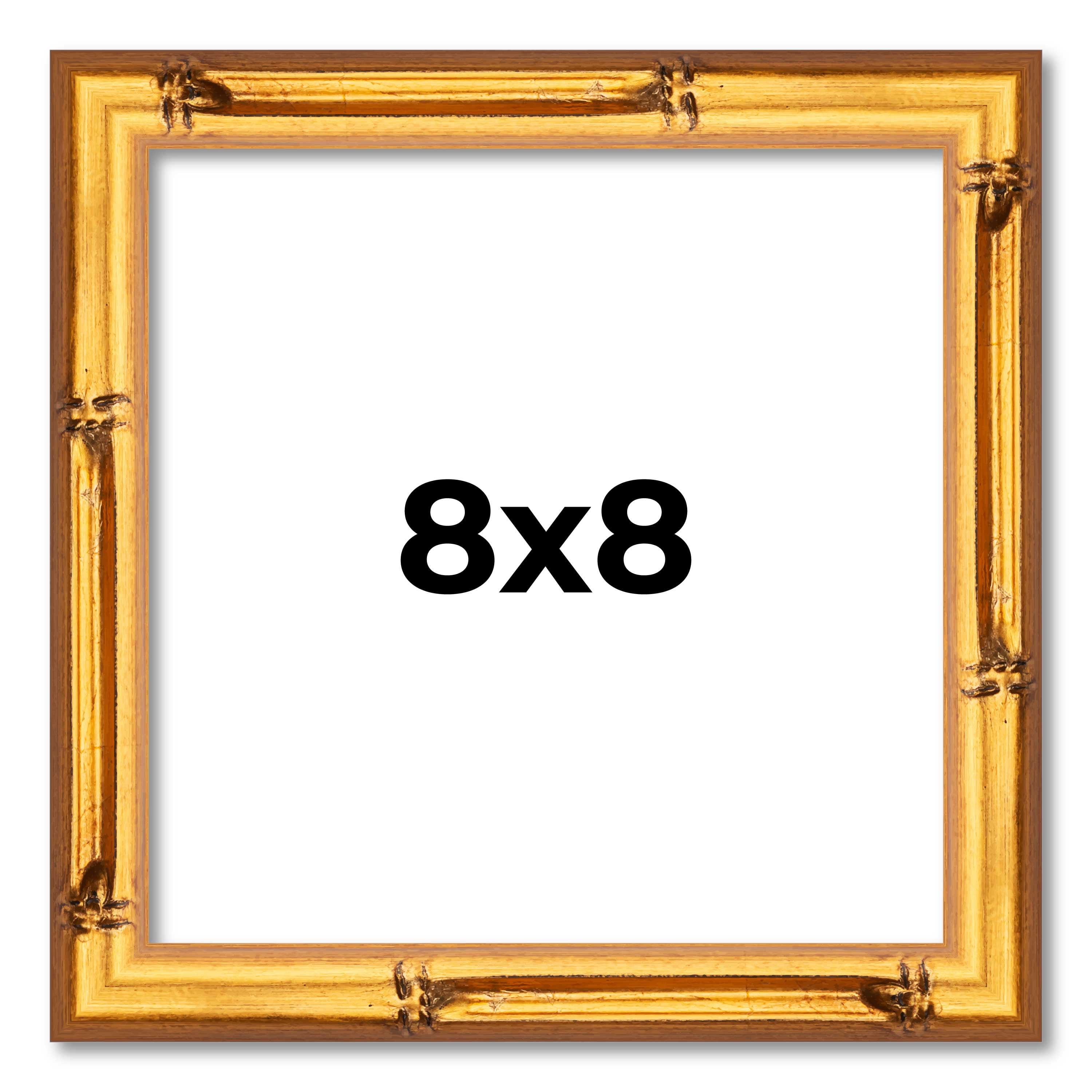 8x8 Frame Gold Bamboo Solid Wood Picture Frame | 1 Inch Moulding Width ...