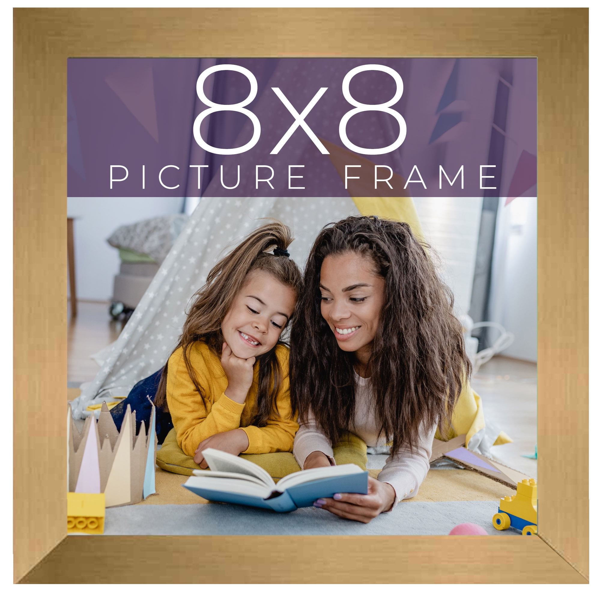 8x8 Frame Gold Bronze Solid Wood Picture Frame Width 0.75 Inches ...