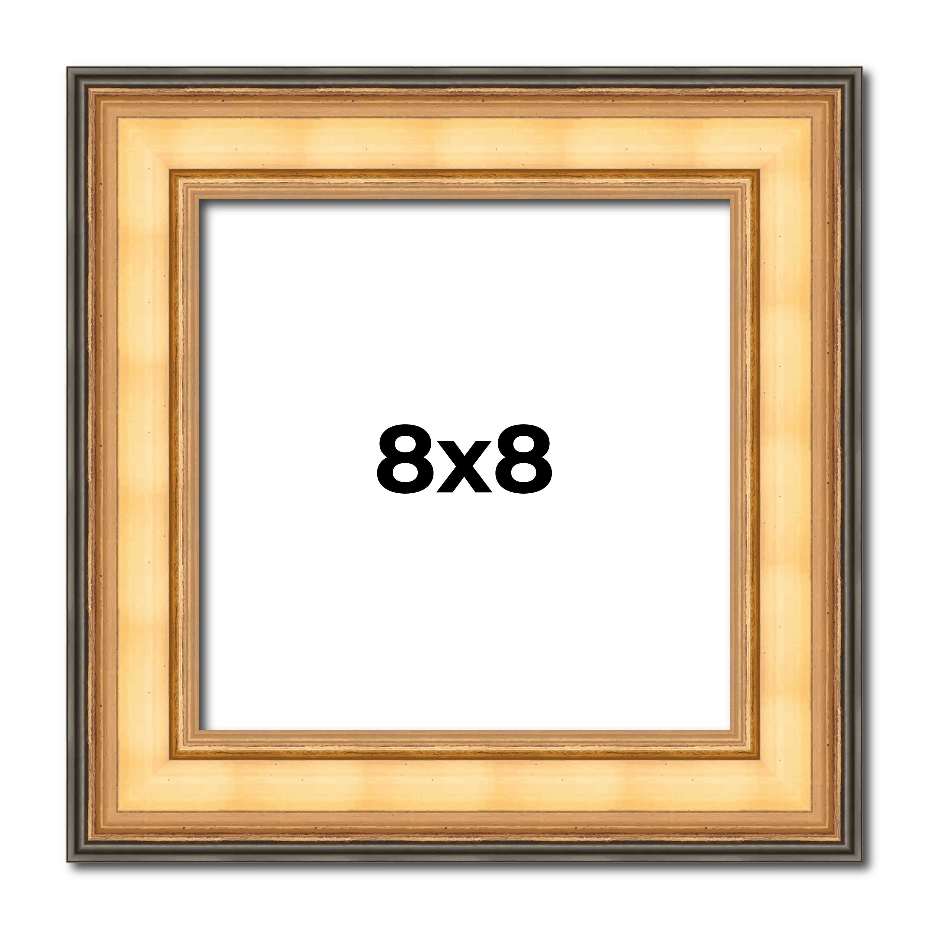 8x8 Frame Gold Plein Aire Solid Wood Picture Frame Width 2 Inches ...