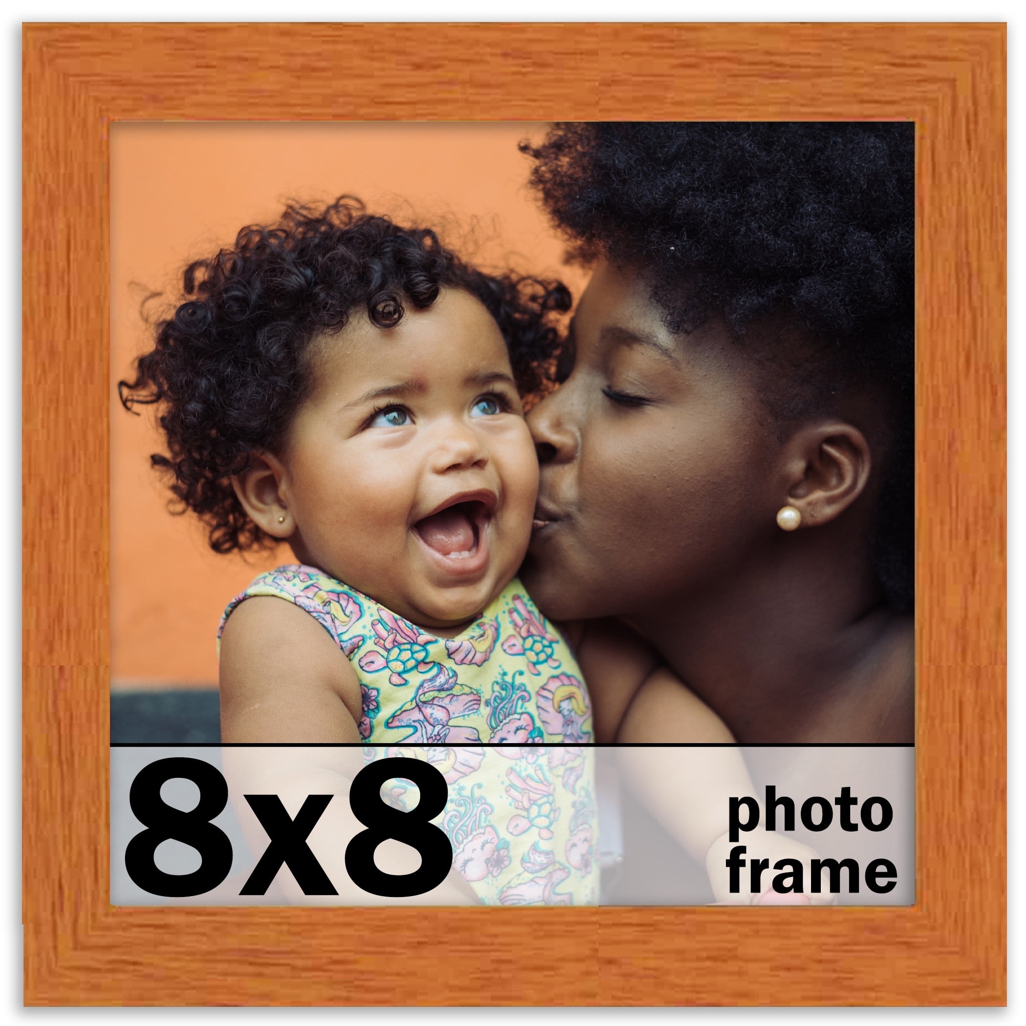 8x8 Frame Honey Pecan Brown Picture Frame - Modern Photo Frame Includes ...
