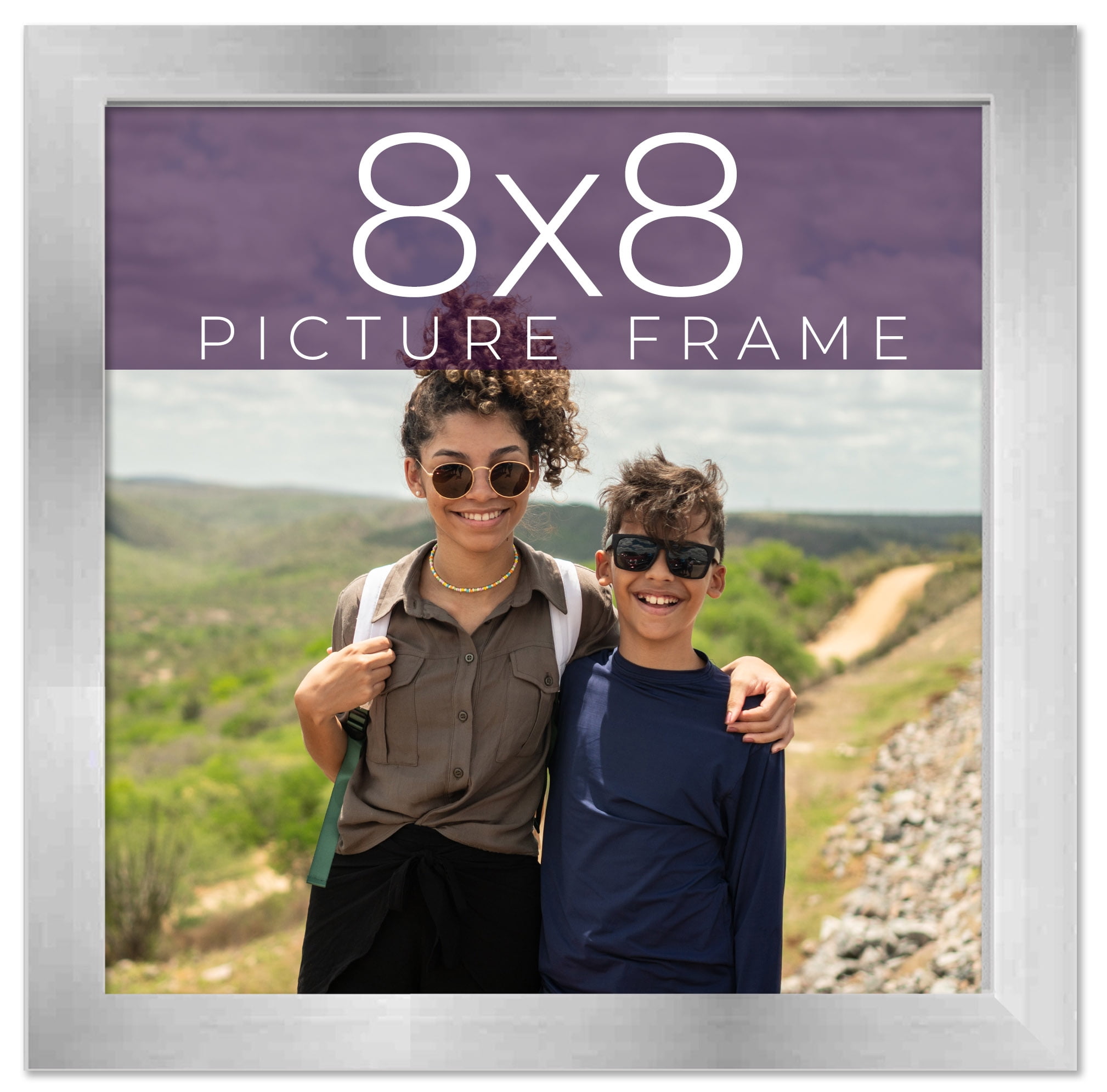 8x8 Frame Silver Real Wood Picture Frame Width 0.75 inches | Interior ...