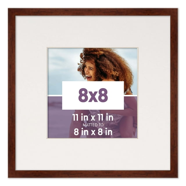 8x8 Frame Walnut With White Picture Mat For 8x8 Photo - Walnut 11x11 ...