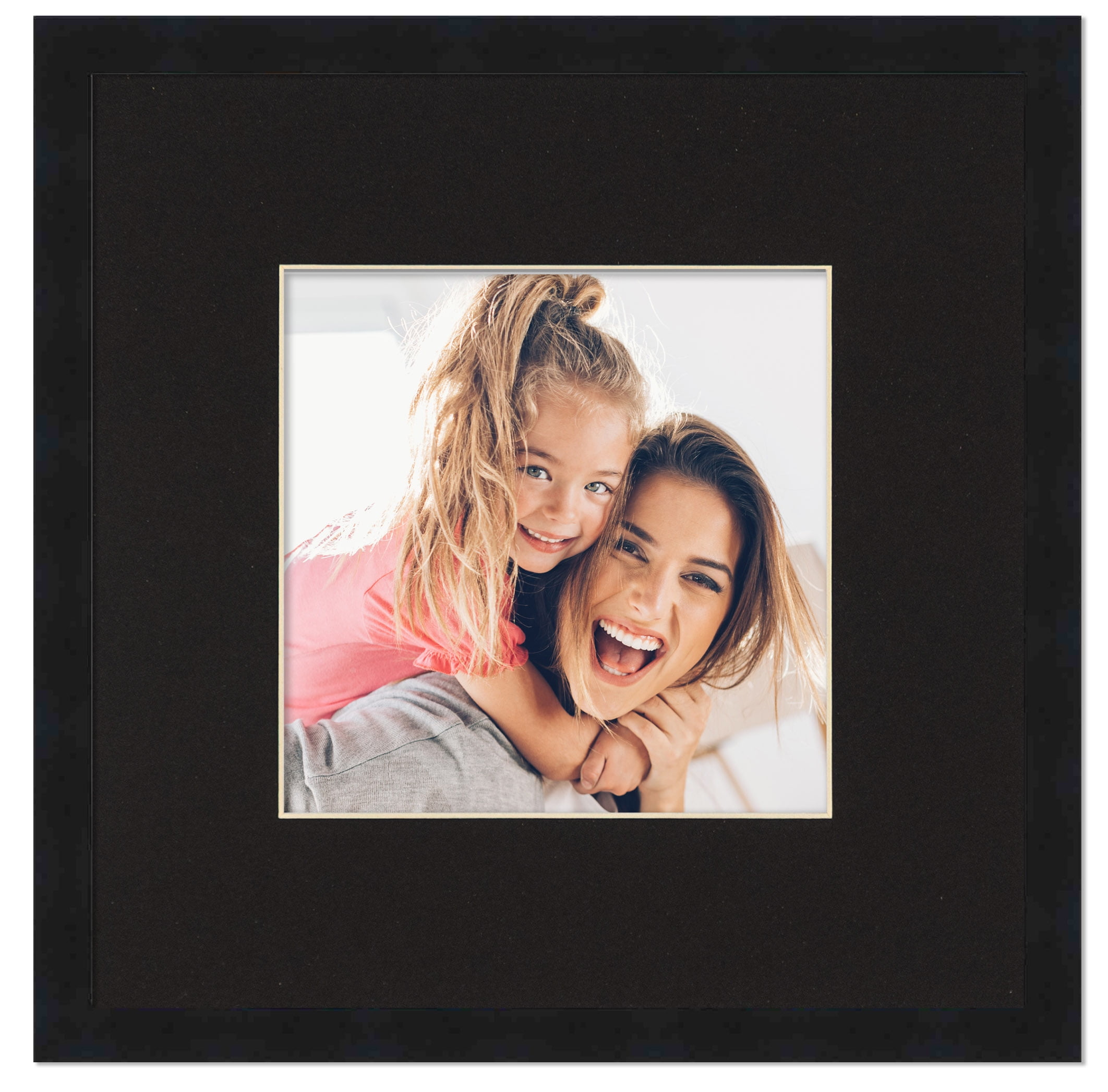 8x8 Frame with Mat - Black 11x11 Frame Wood Made to Display Print or Poster Measuring 8 x 8 ...