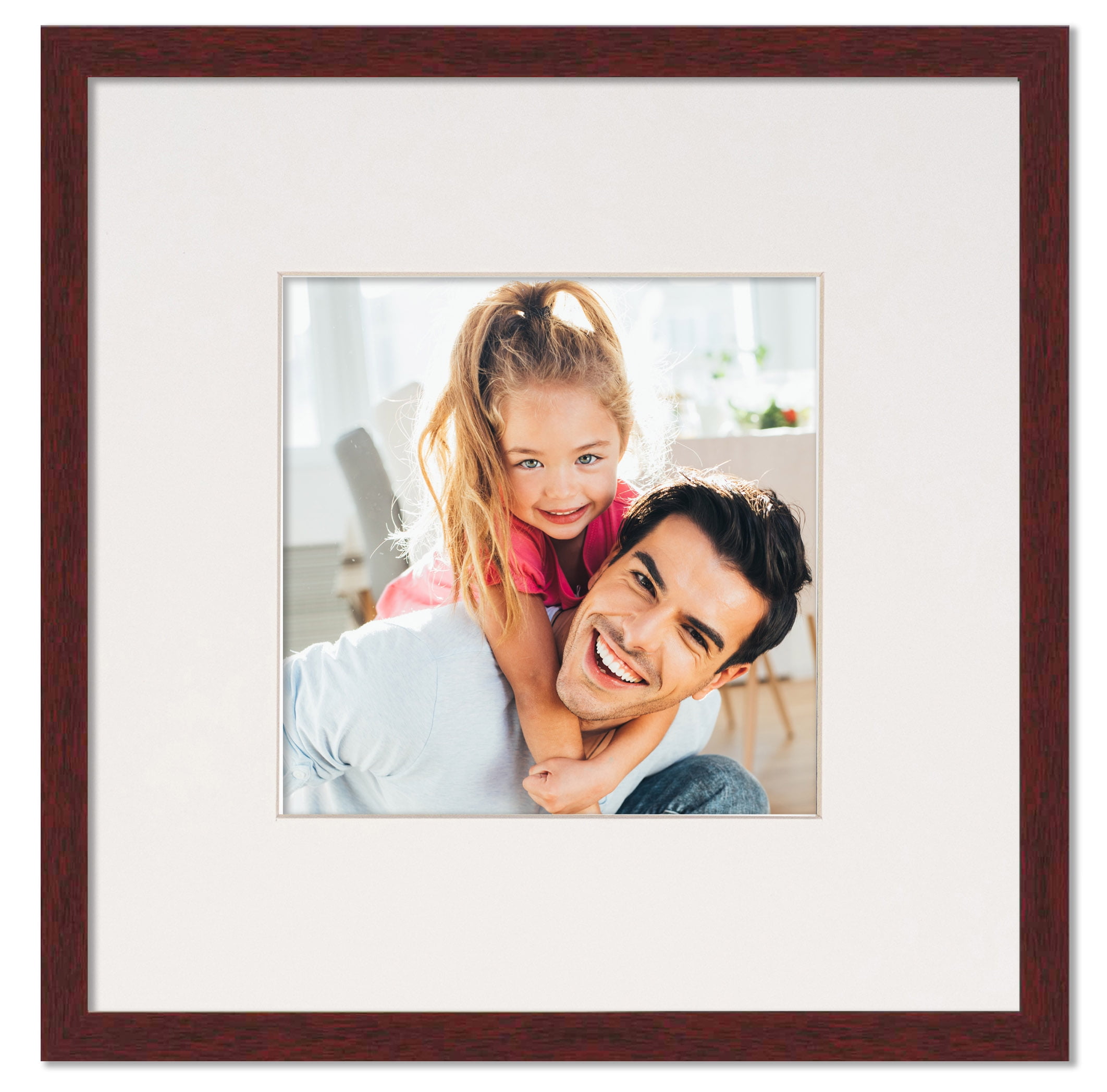 8x8 Frame with Mat - Brown 11x11 Frame Wood Made to Display Print or Poster Measuring 8 x 8 ...