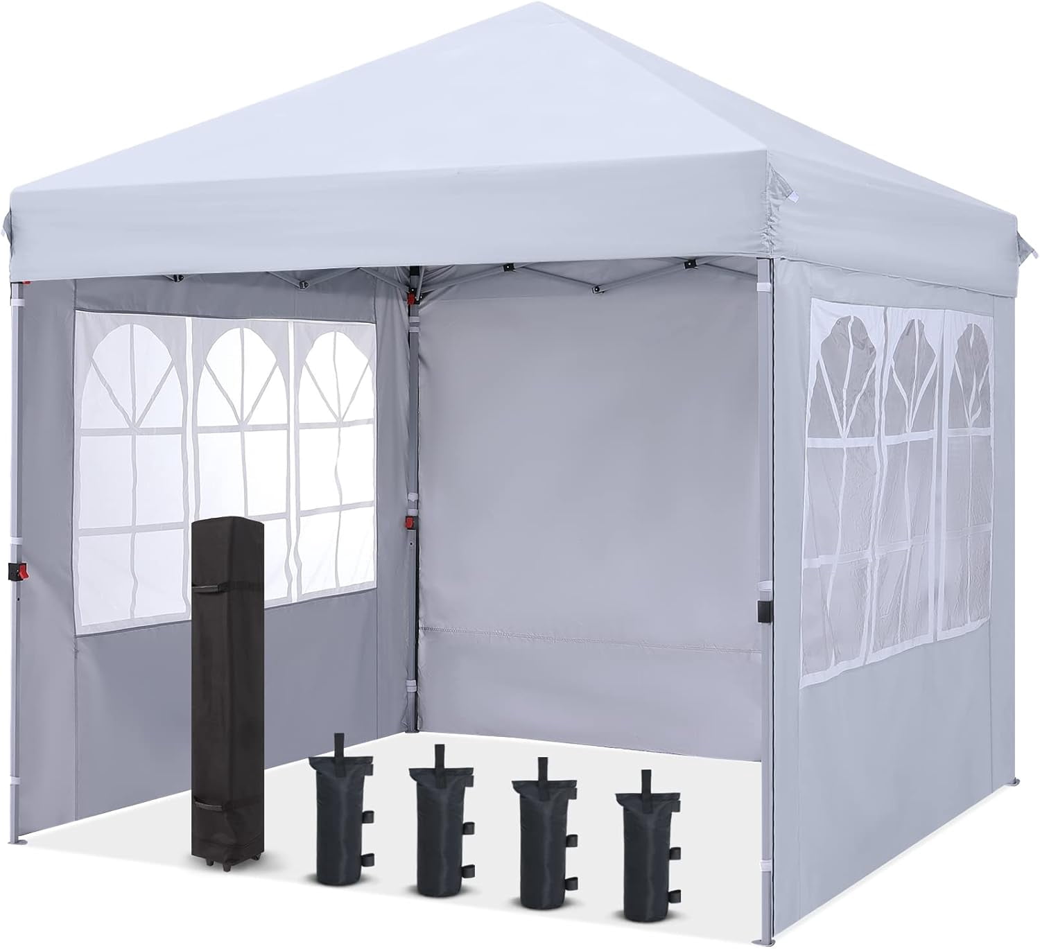 8x8 Ft Pop Up Canopy Tent Enclosed Instant Folding Shelter with Elegant ...
