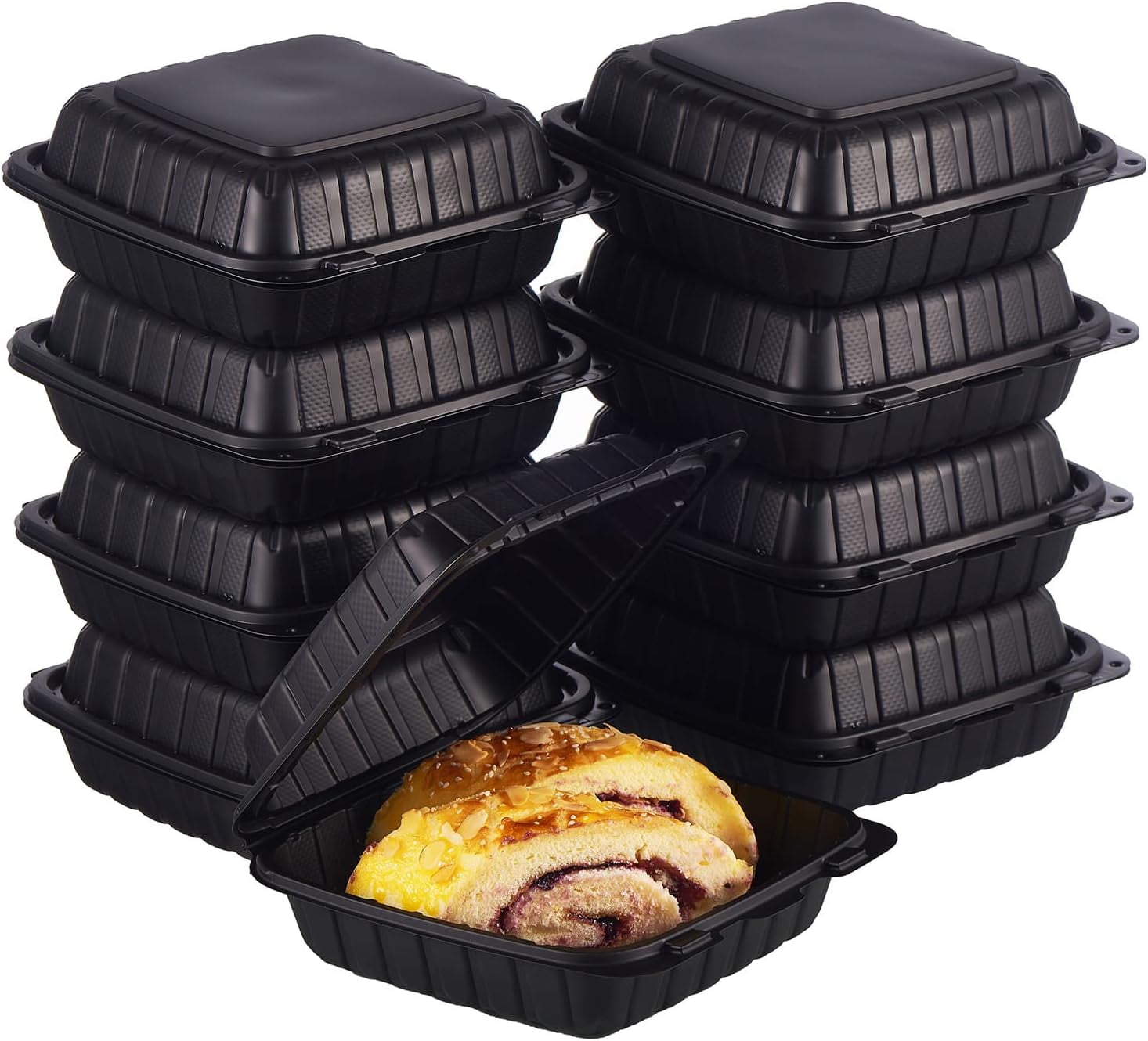 [8x8-Inch, 50 Pieces Disposable To Go Box Containers, Plastic Clamshell ...