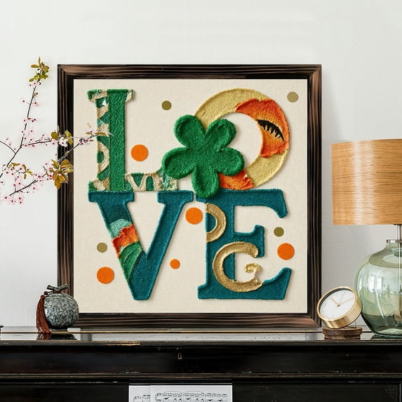 8x8 Inch Framed Wood Wall Art, Colorful Love Text Collage Square ...