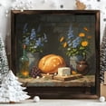 8x8 Inch Framed Wood Wall Art, Rustic Still Life Bread and Wine ...