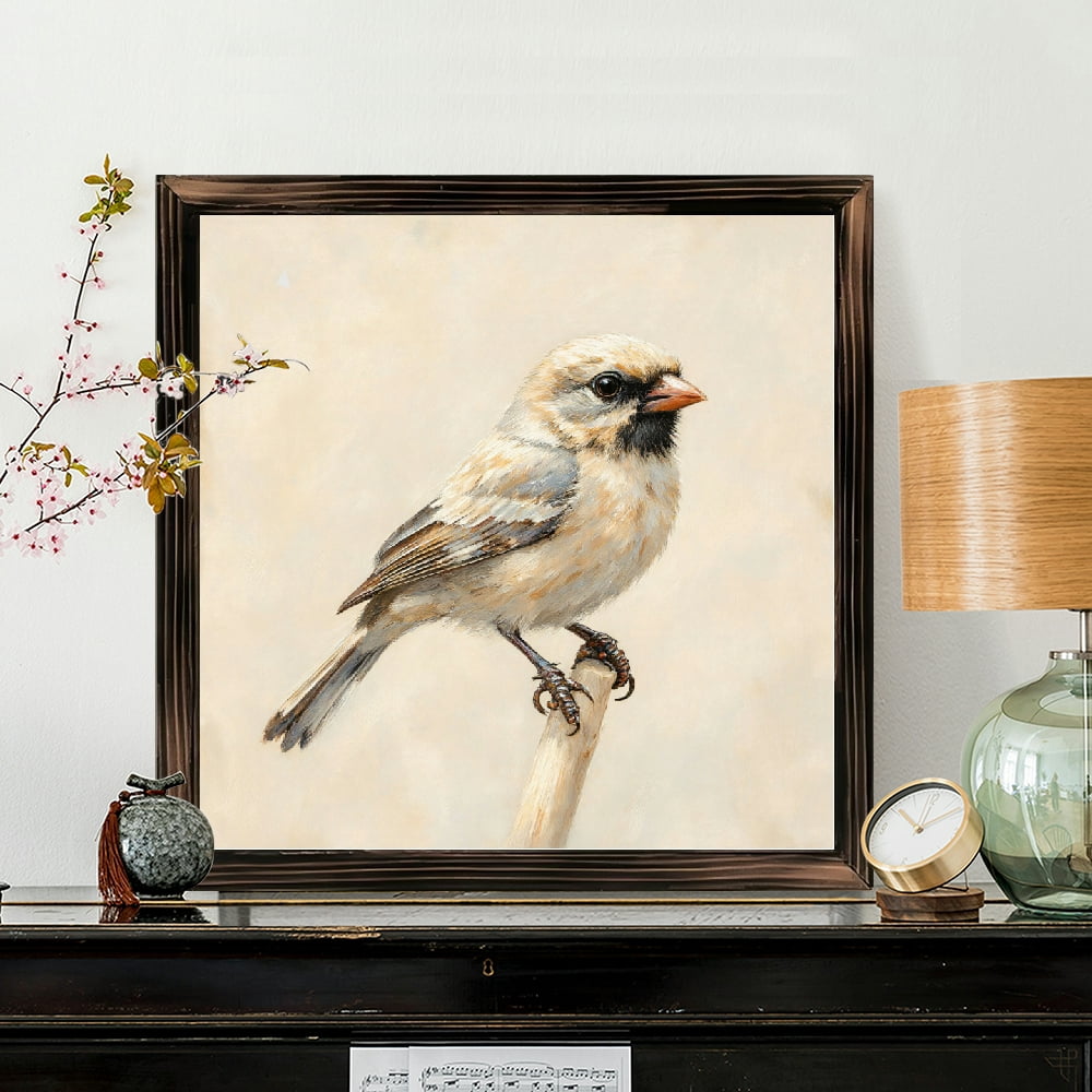 8x8 Inch Framed Wood Wall Art, Square Painting of a Fluffy Masked Bird ...