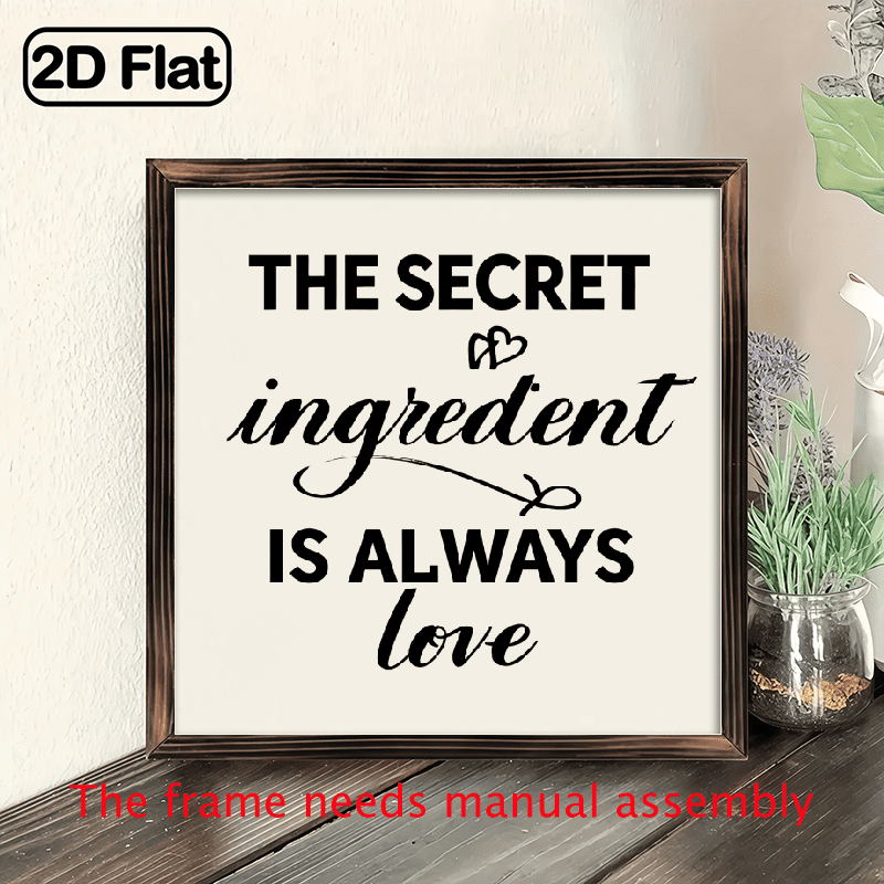 8x8 Inch Inspirational Wooden Wall Art - 'The Secret Ingredient Is ...