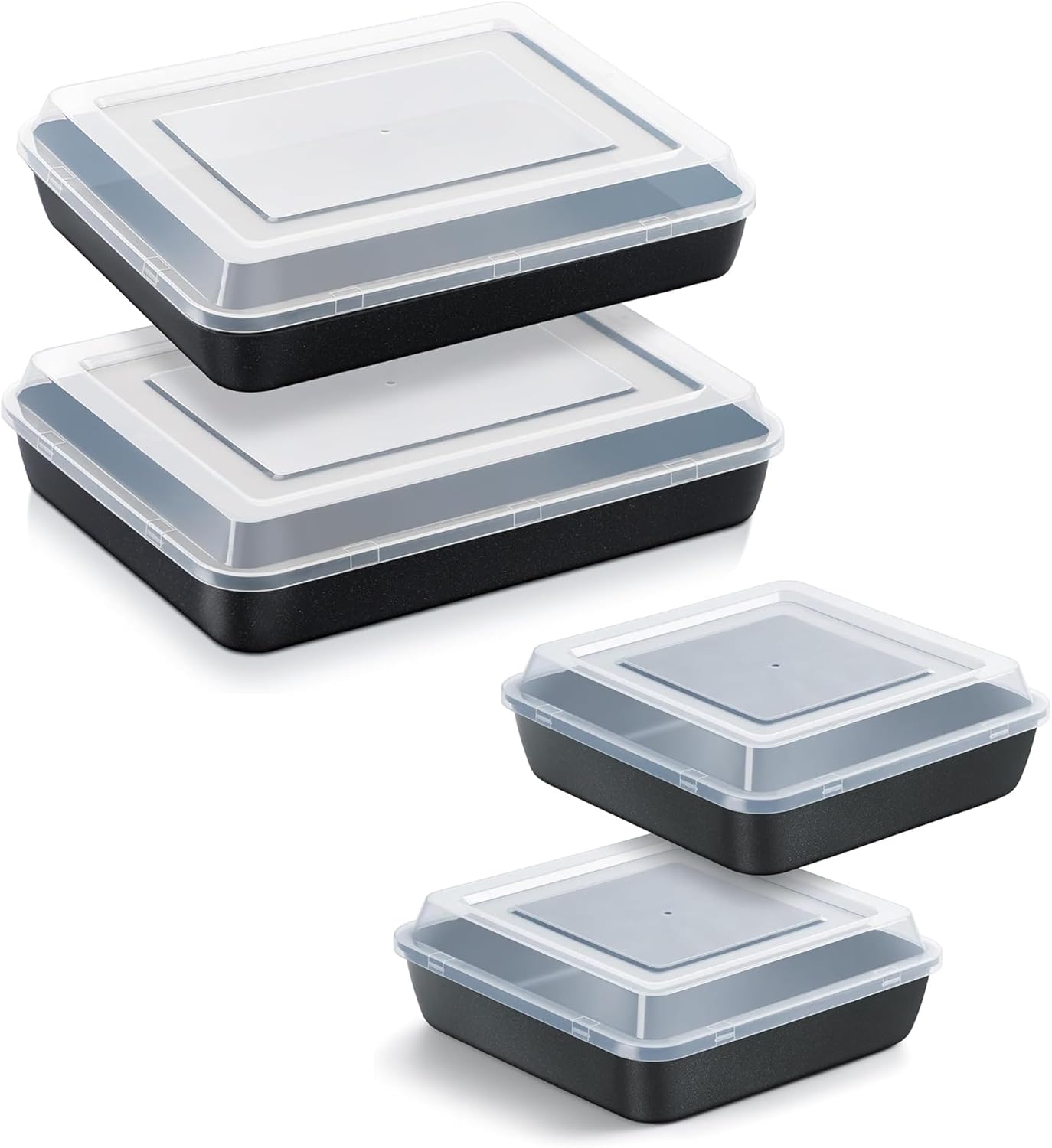 8x8 Inch Nonstick Square Baking Pan with Lid Set of 2 and 9.75 x 12.5 x ...