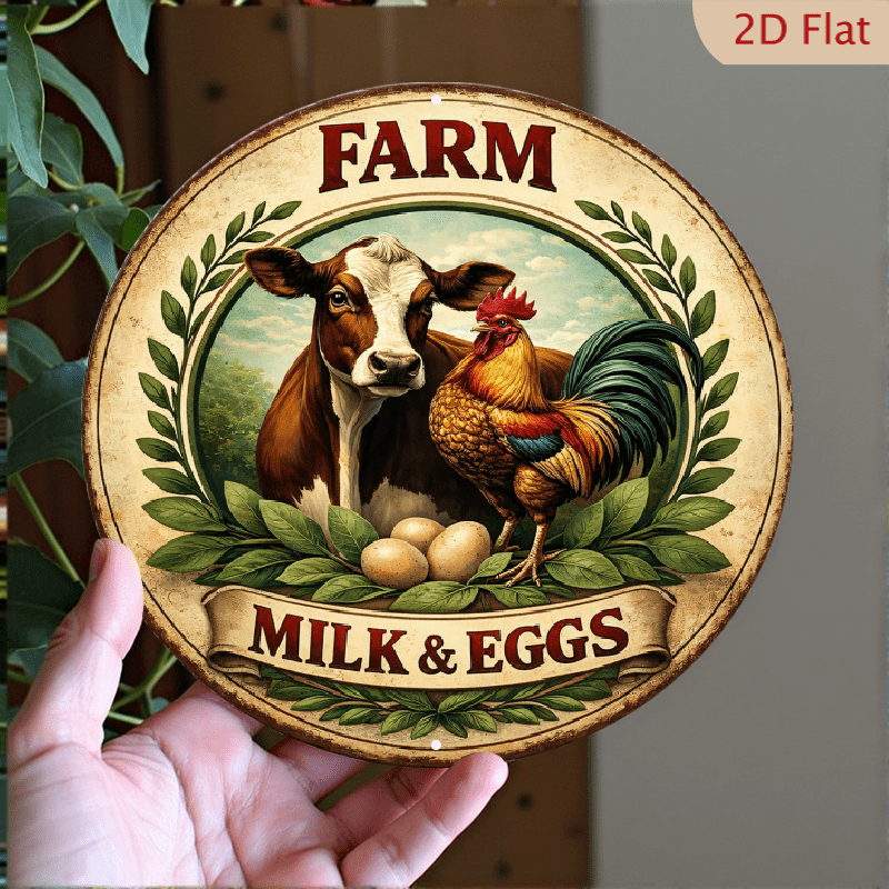8x8 Inch Round Aluminum Wall Art Modern Decorative Metal Sign for Home ...