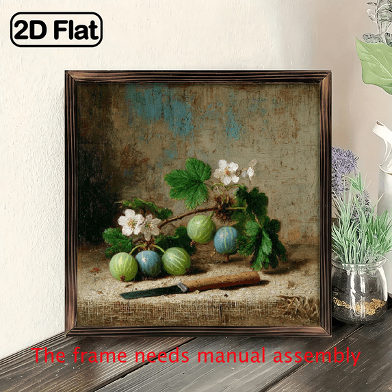 8x8 Inch Rustic Farmhouse Framed Painting - Hand-Painted Style Green ...