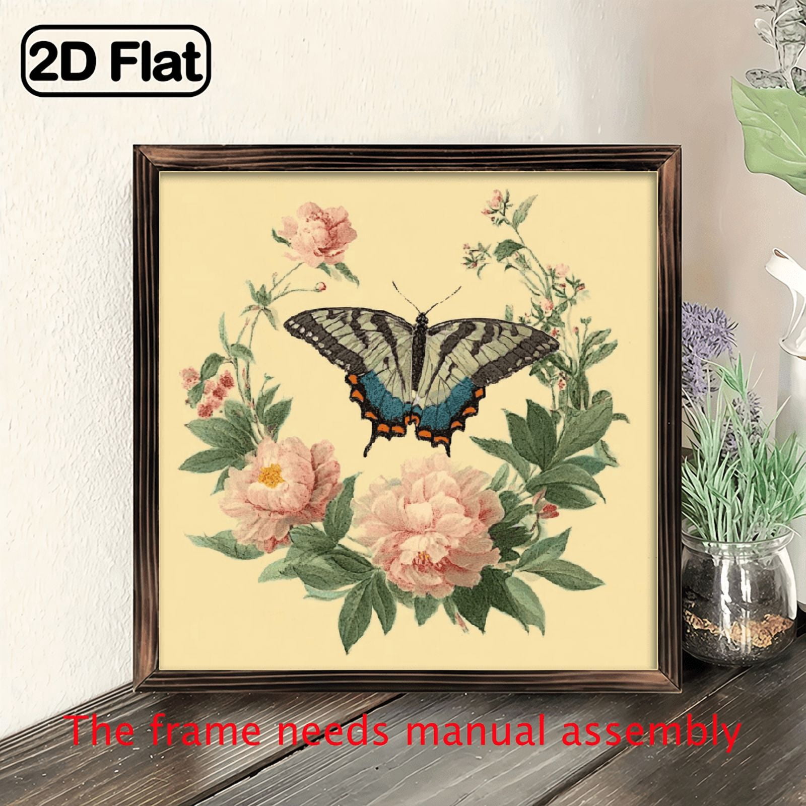 8x8 Inch Rustic Farmhouse Wooden Wall Sign - Vintage Floral Butterfly ...