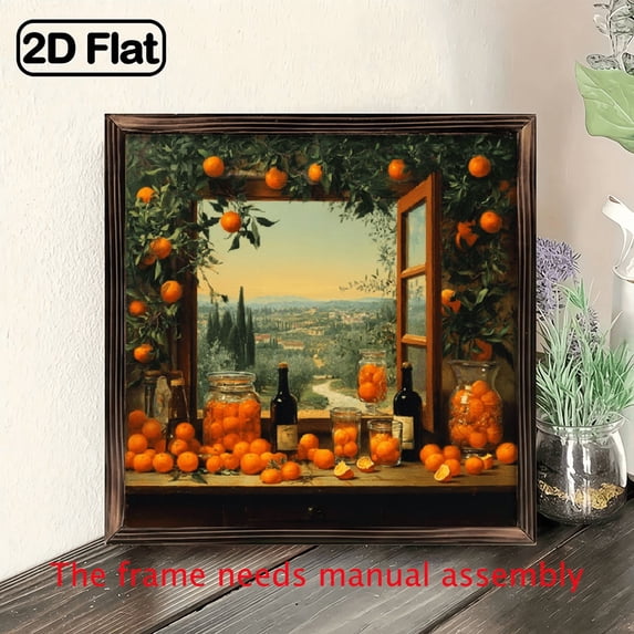 8x8 Inch Rustic Vintage Wooden Framed Wall Art - Citrus Orchard Olive ...