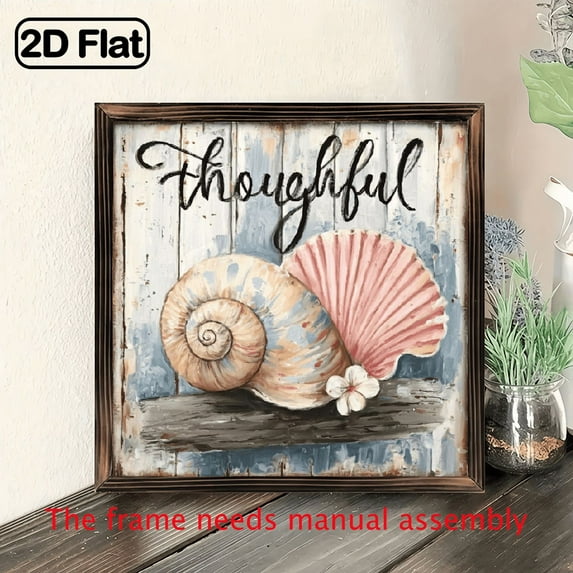 8x8 Inch Summer Home Dcor Wall Art with Wooden Frame - Hand-Painted ...