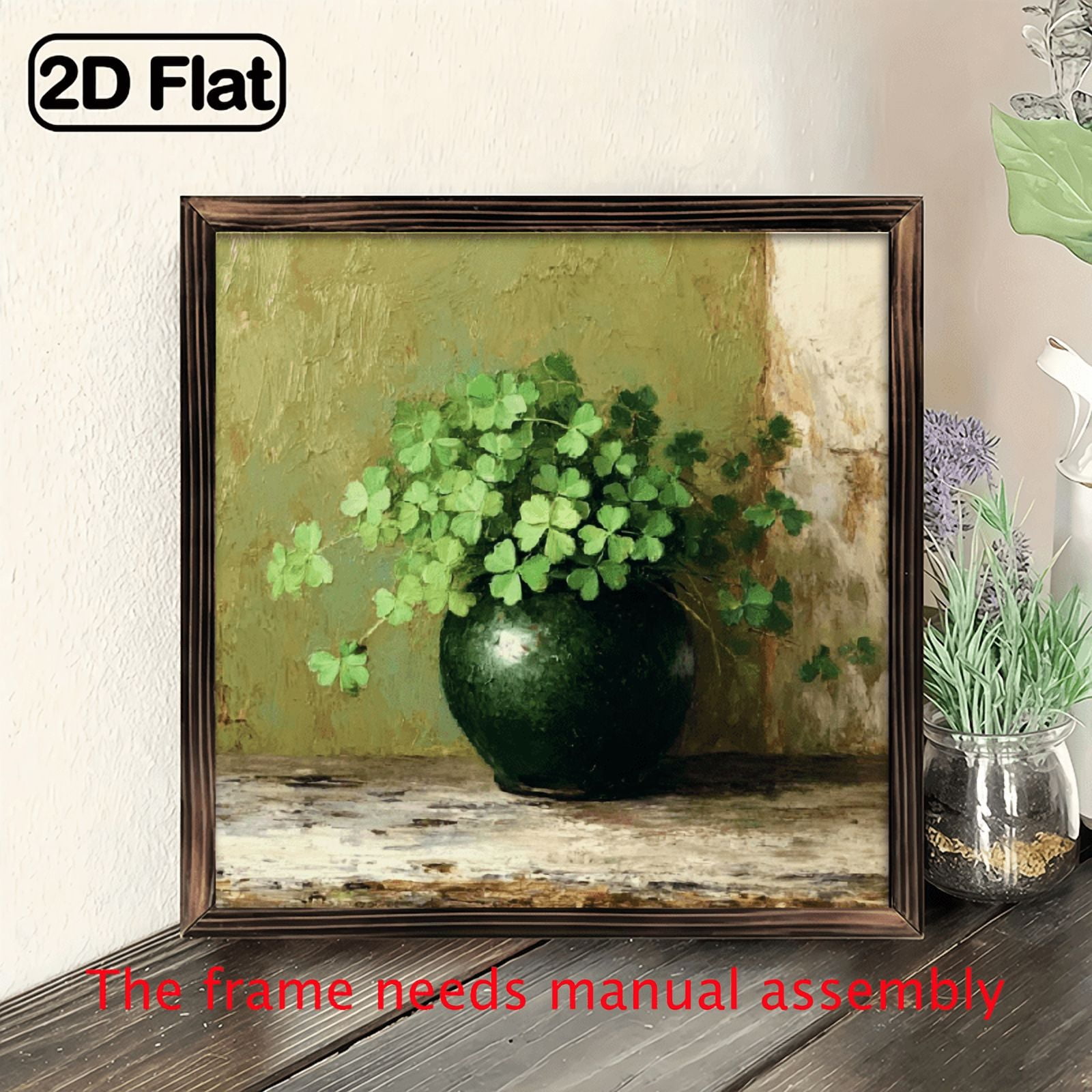 8x8 Inch Vintage St Patrick's Day Trefoil Vase Wall Art - Farmhouse ...