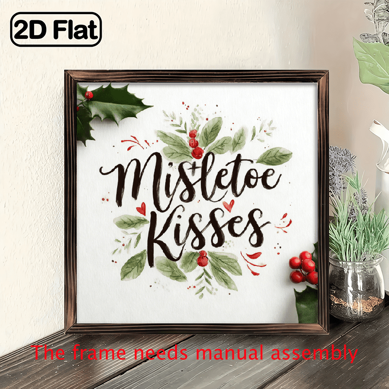 8x8 Inch Wooden Frame Sign, Rustic Winter Holiday Decor, Festive ...