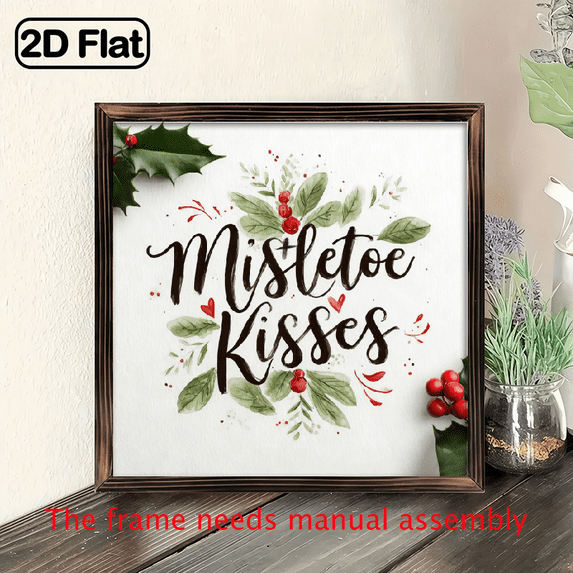 8x8 Inch Wooden Frame Sign, Rustic Winter Holiday Decor, Festive ...