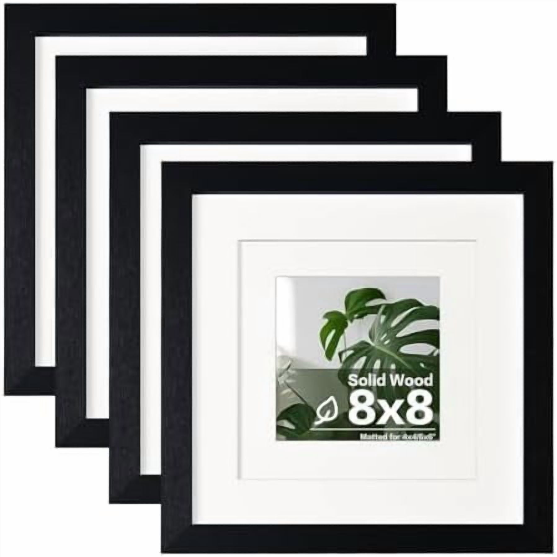8x8 Picture Frame 4PCS, Made of Solid Wood Covered by Plexiglass ...