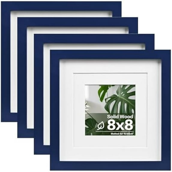 8x8 Picture Frame 4PCS, Made of Solid Wood Covered by Plexiglass ...
