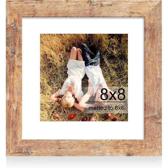8x8 Picture Frame with HD Tempered Glass, Display Pictures 6x6 with Mat ...