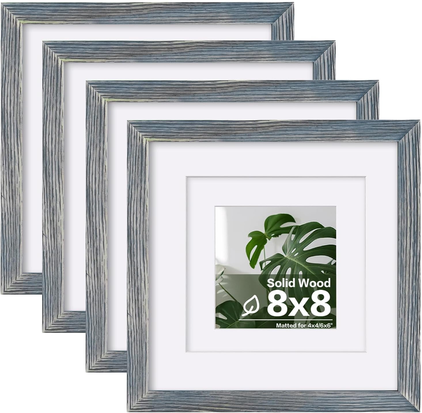 8x8 Picture Frame Made of Solid Wood with Plexiglass, Display Pictures ...