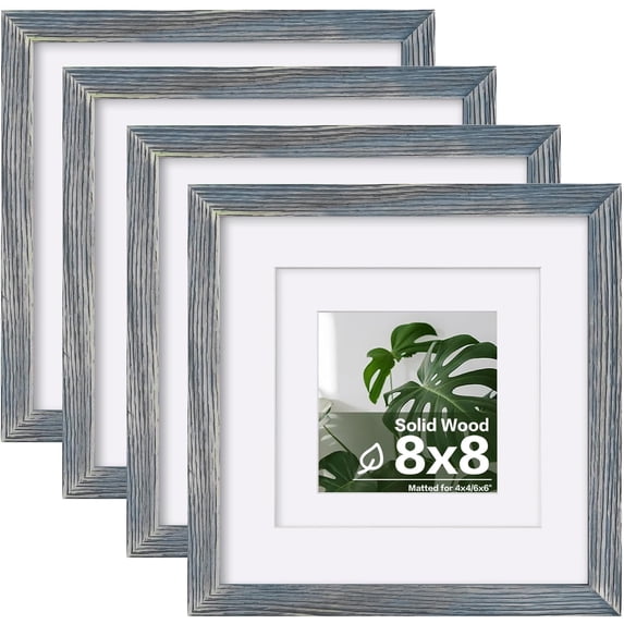 8x8 Picture Frame Made of Solid Wood with Plexiglass, Display Pictures ...