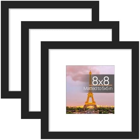 8x8 Picture Frame Made of High Definition Glass, Display Pictures 5x5 ...