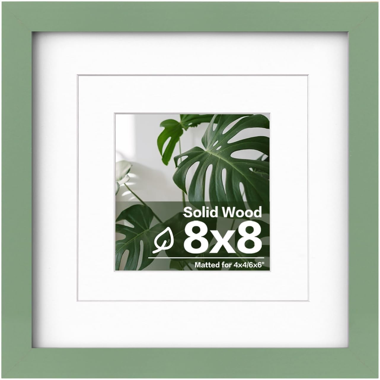8x8 Picture Frame Made of Solid Wood with Plexiglass, Display Pictures ...