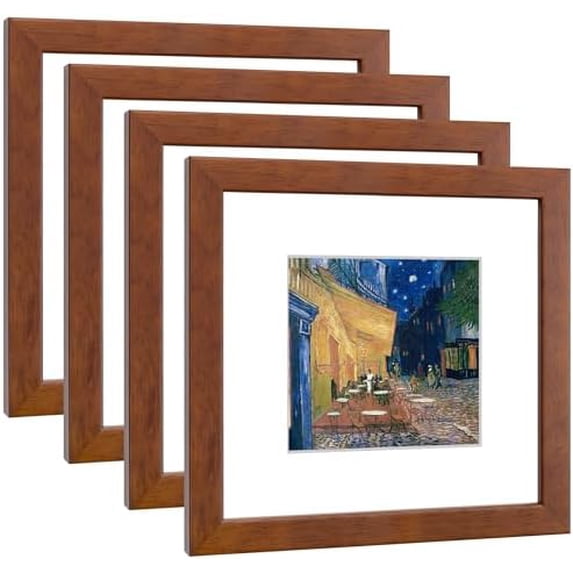 8x8 Picture Frame Set of 4 Made of Solid Wood Photo Frame with Real ...