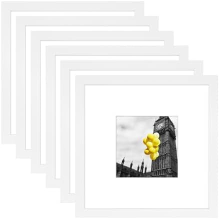 8x8 Picture Frame Set of 6, Display Pictures 4x4 with Mat or 8x8 ...