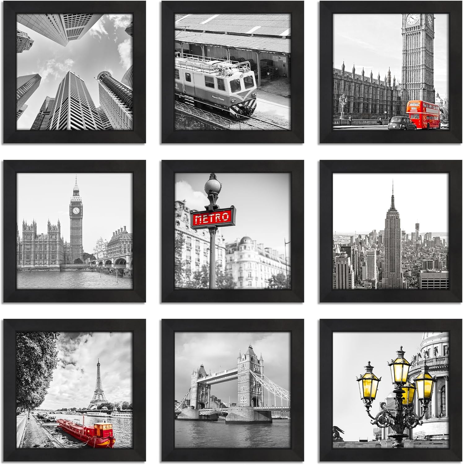 8x8 Picture Frame Set of 9, Photo Gallery Wall Frame Set, Display ...