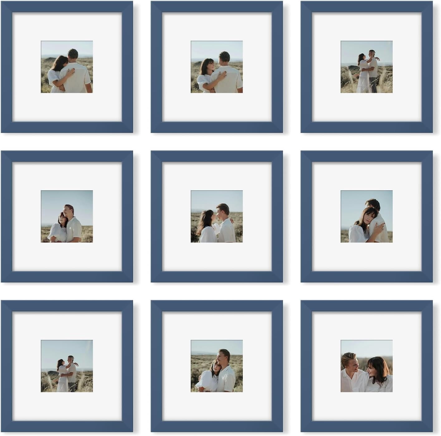 8x8 Picture Frame Set of 9, Photo Gallery Wall Frame Set, Display ...