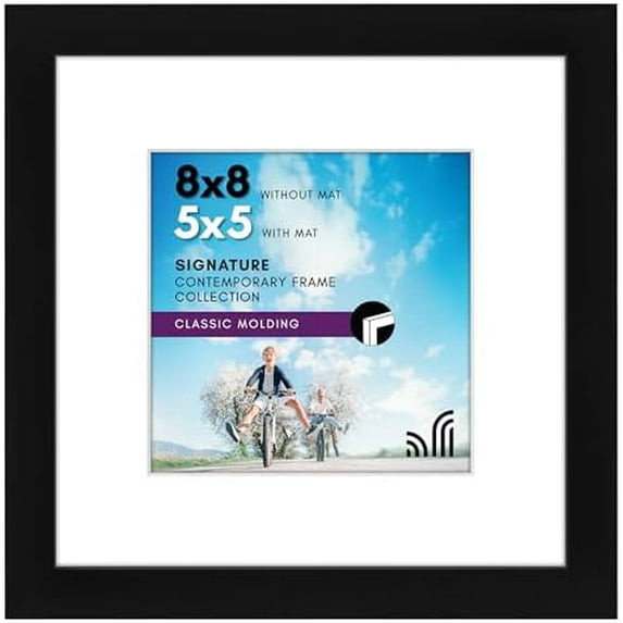 8x8 Picture Frame with Shatter-Resistant Glass - Use as 5x5 Frame with ...
