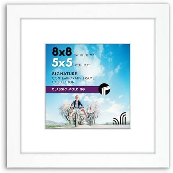 8x8 Picture Frame with Shatter-Resistant Glass - Use as 5x5 Frame with ...