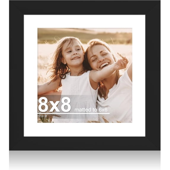 8x8 Picture Frame with Glass, Display Pictures 6x6 with Mat or 8 x 8 ...