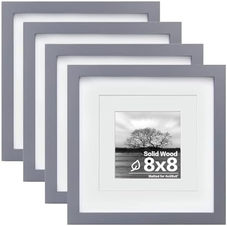 8x8 Picture Frames 4 Pack for Picture 4x4 with Mat or 8x8 whitout Mat ...