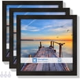 8x8 Picture Frames with Real Glass, Black Wooden Square Photo frame Set ...