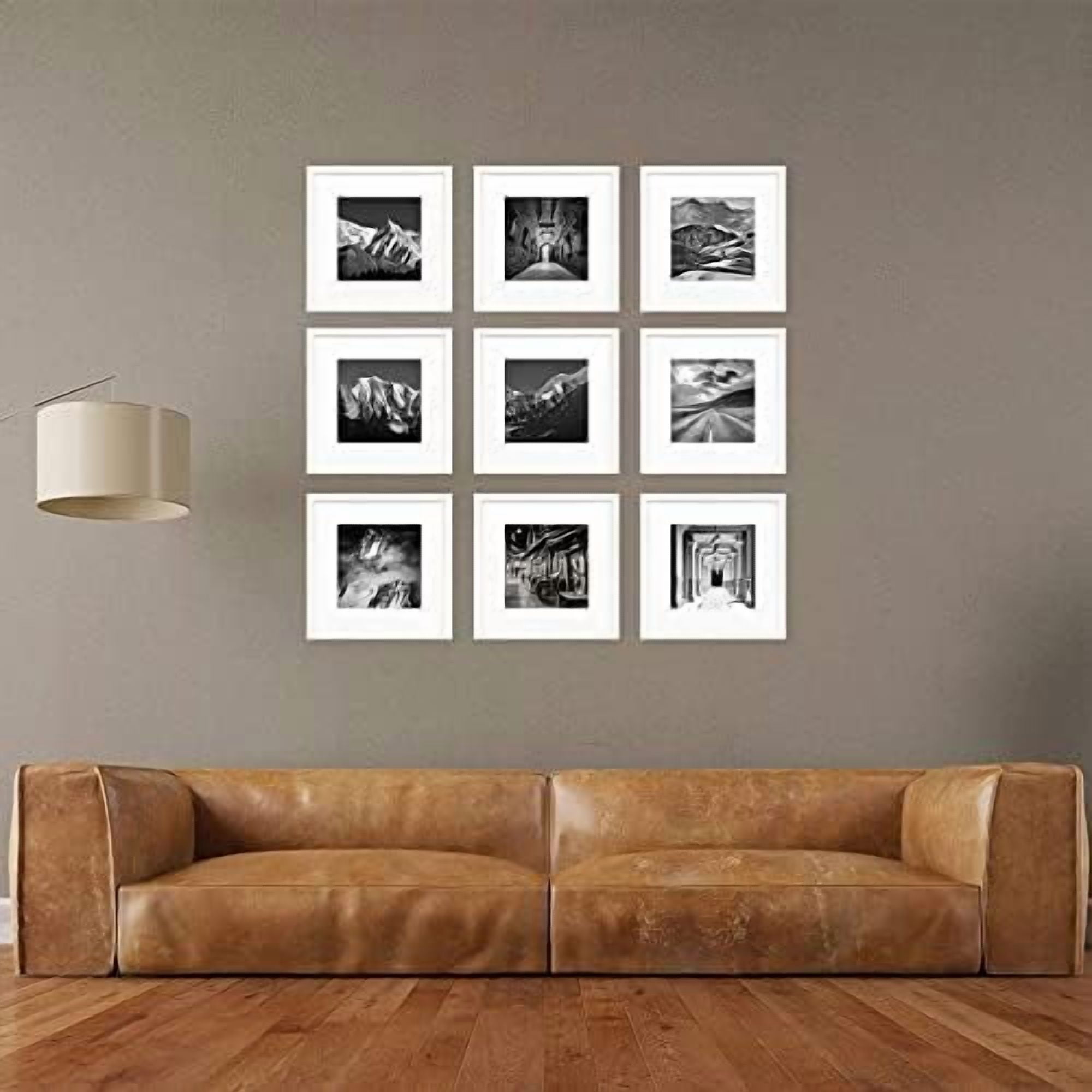 8x8 Picture Frames with Real Glass, White Wooden Square Photo frame Set ...
