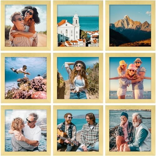 8x8 Picture Frames Set of 9, Shatter Resistant Plexiglass, Display 4x4 ...