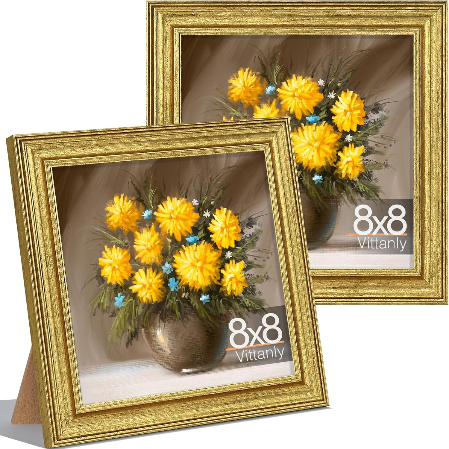 8x8 Picture Frames Set of 2, Ornate Vintage Photo Frame for Wall or ...