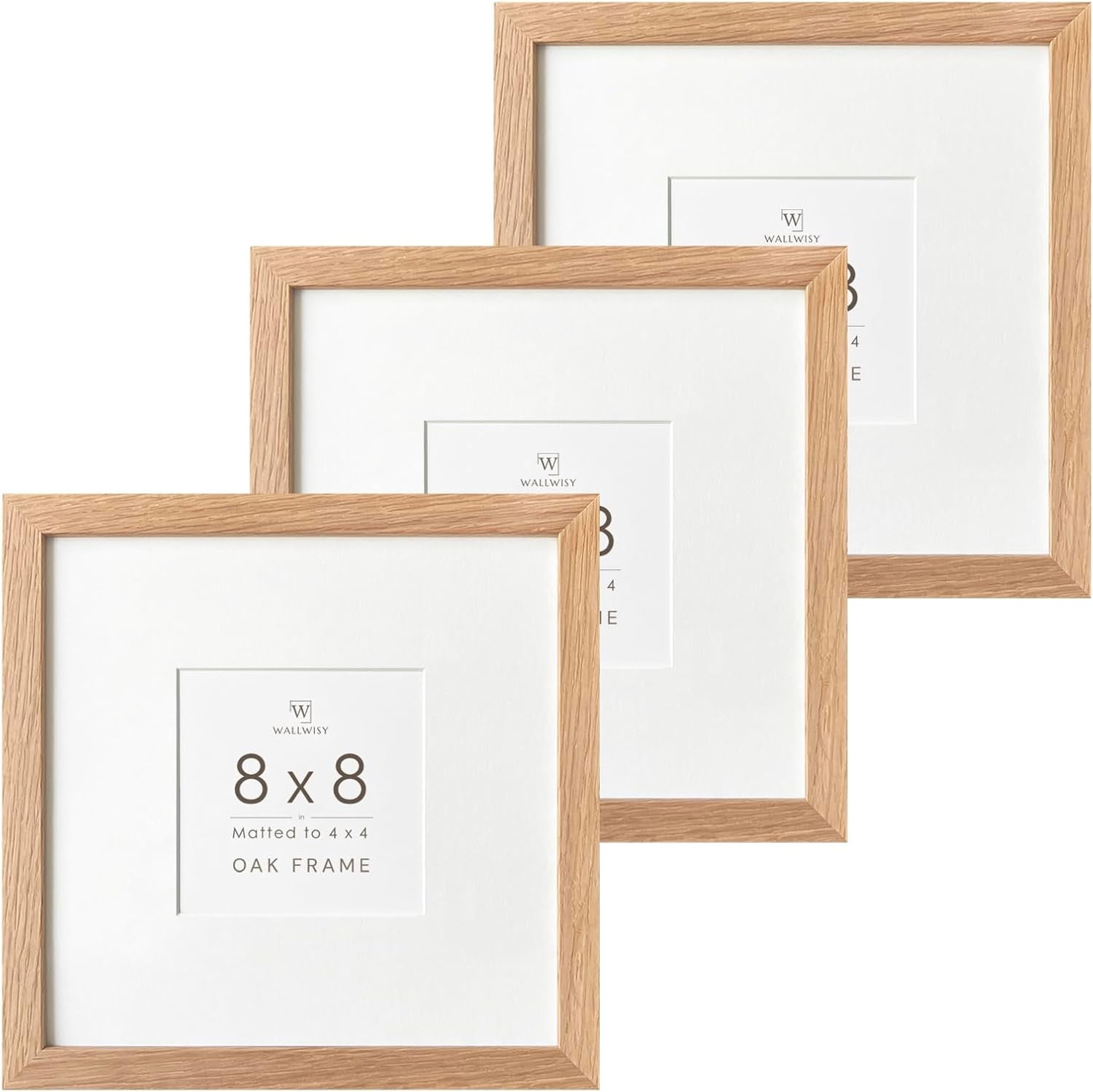 8x8 Picture Frames, Solid Oak Wood 8x8 Photo Frame with Mat To 4x4, 8x8 ...