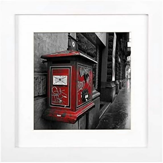 8x8 Picture Frames White, Solid Wood Display Pictures 6x6 with Mat or ...