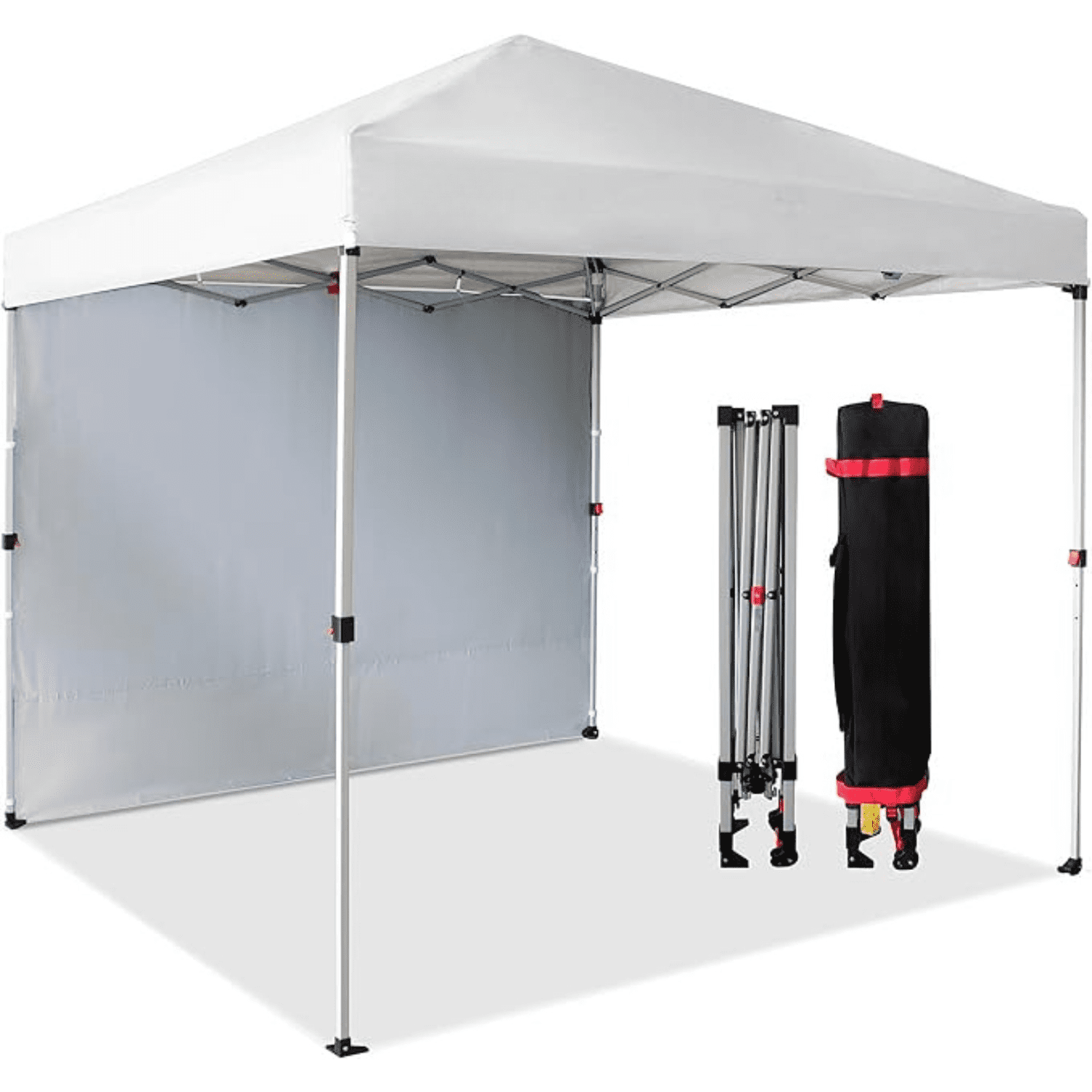 8x8 Pop Up Canopy with 1 Side Wall - Beach Tent with One Push Setup ...